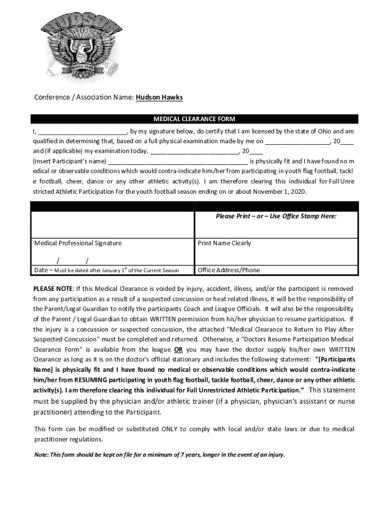 Fillable Online Tackle and Cheer Forms To Be Downloaded / Sports ID ...