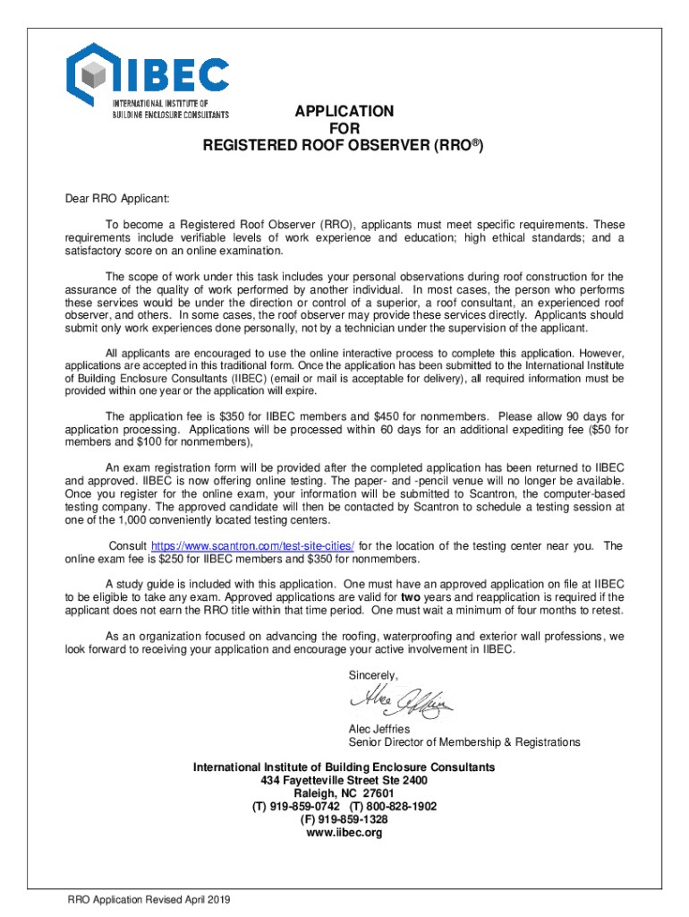 Fillable Online application for registered roof observer (rro Fax Email ...