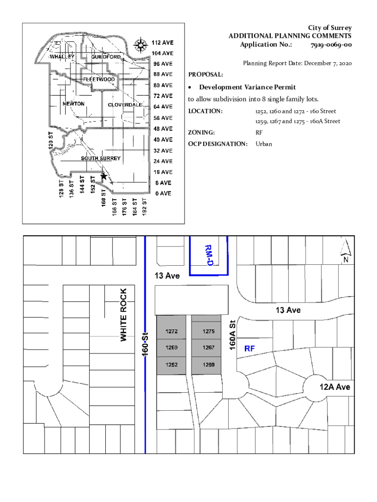 Fillable Online Development Variance Permit to allow subdivision into ...