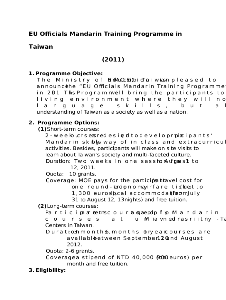 Programme Objective: Doc Template | pdfFiller
