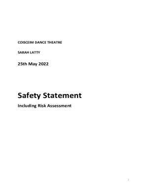 Fillable Online The Risk Assessment Safety Statement for the Workplace ...