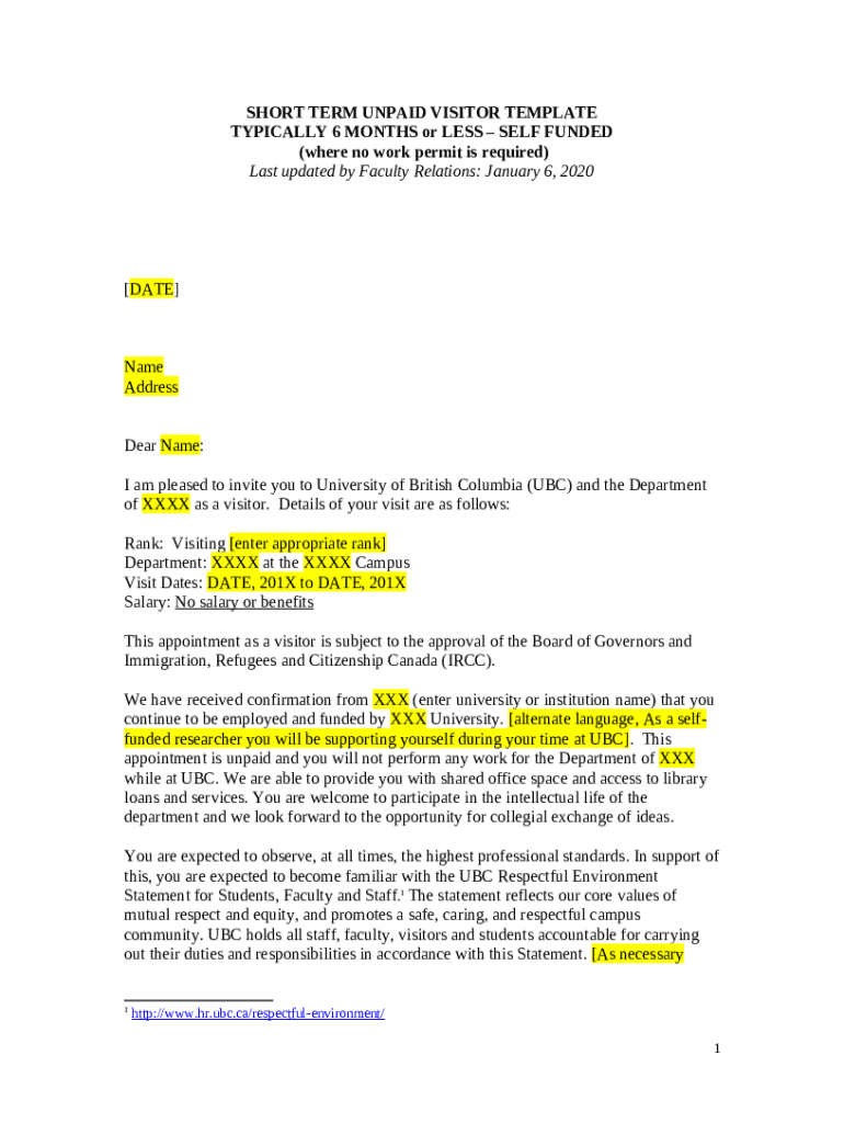 Short-term (120-day) work permit exemption for researchers - hr ubc Doc ...