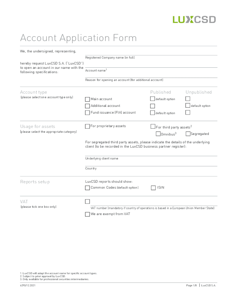 Fillable Online Luxcsd Customer Application form - Clearstream Fax Email Print - pdfFiller