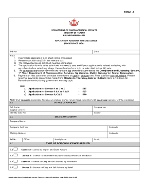 Fillable Online form b - application form for poisons license ...
