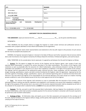 Fillable Online AGREEMENT FOR CIVIL ENGINEERING SERVICES THIS ... Fax ...
