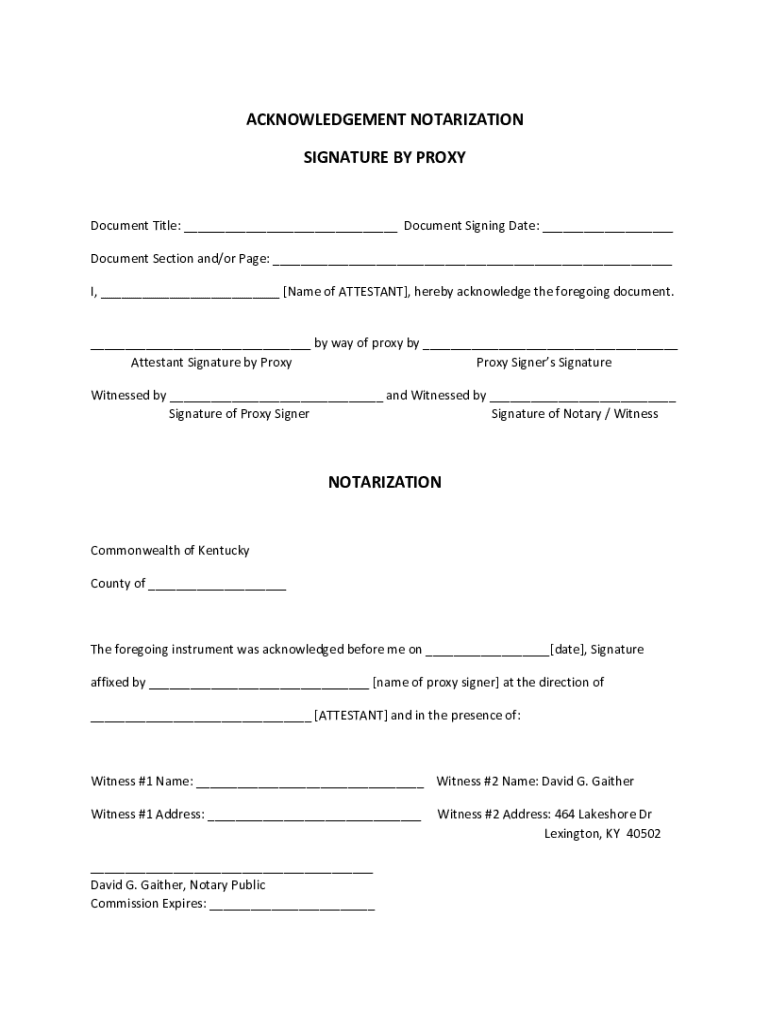 Fillable Online acknowledgement notarization signature by proxy Fax ...