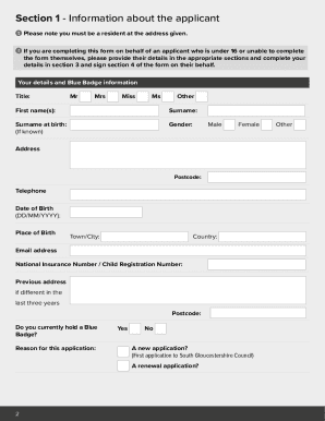 Fillable Online Blue Badge - disabled parking permits - Derby City ...