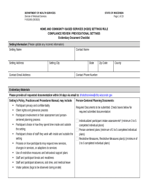 Nonresidential Provider Settings Evidentiary Document ... Doc Template ...