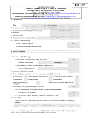 Fillable Online iso/iec jtc 1/sc 2/wg 2 proposal summary form to ... Fax Email Print - pdfFiller
