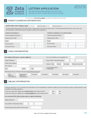 Fillable Online LOTTERY APPLICATION Fax Email Print - pdfFiller