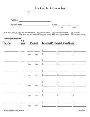 Fillable Online Livestock Stall Reservation Form Fax Email Print ...
