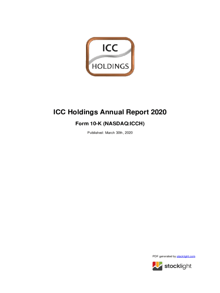 Fillable Online Icc Holdings, Inc. (ICCH) SEC Filing 10-K Annual Report ...