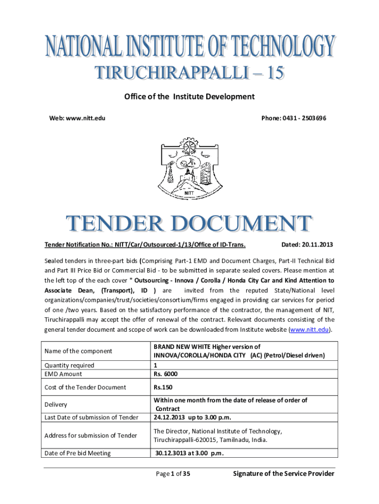 Fillable Online 250 3831 Tender Notification No.: EMD/CoW/ Water Supply ...