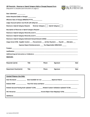 Fillable Online Revenue or Spend Category (Add or Change) Request Form ...