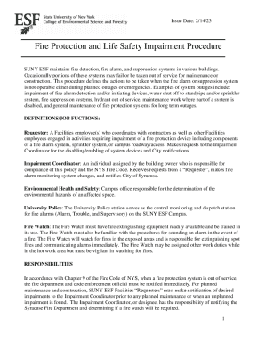 Fillable Online Fire Protection and Life Safety Impairment Procedure ...