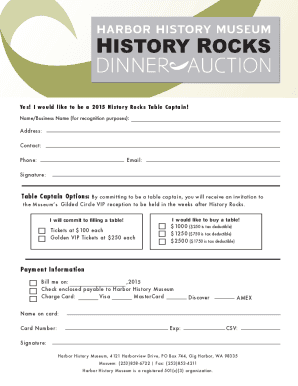 Fillable Online Table Captain Form Fax Email Print - pdfFiller