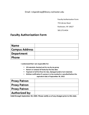 Fillable Online Faculty Authorization for Proxy Form ... Fax Email Print - pdfFiller