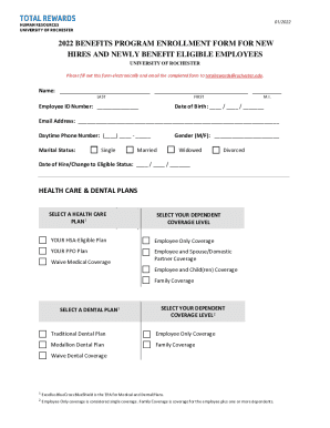 Fillable Online 2022 New Hire Enrollment Form Fax Email Print - pdfFiller