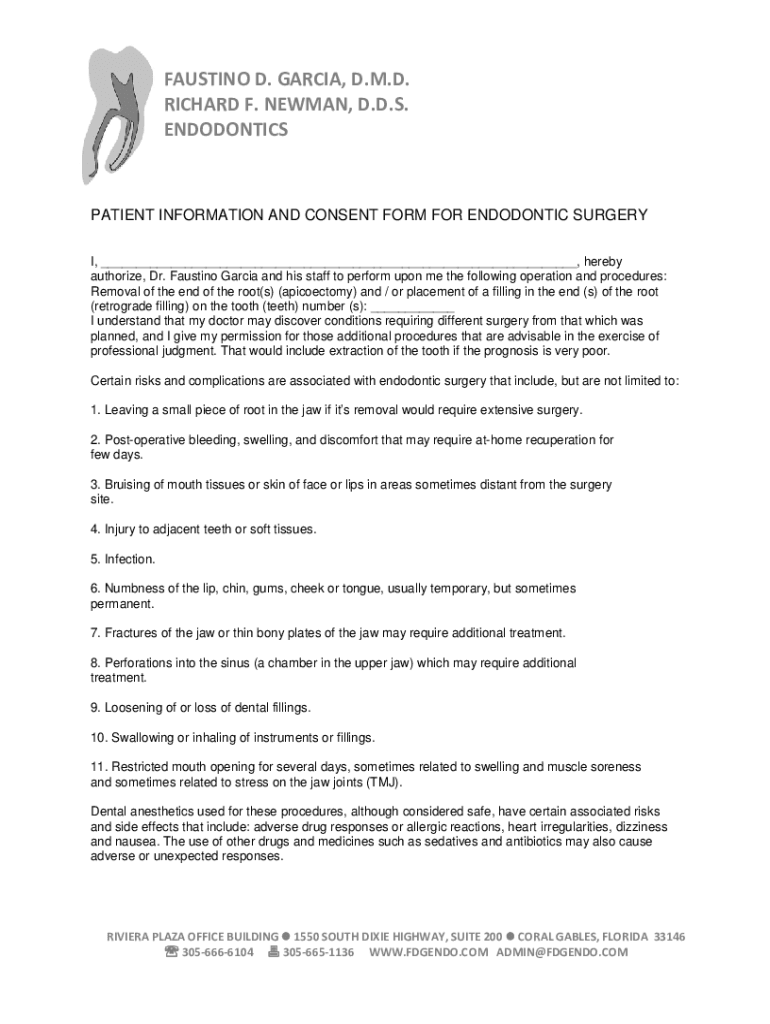 Fillable Online FAUSTINO D. GARCIA, D.M.D. RICHARD F. NEWMAN, D.D.S ...