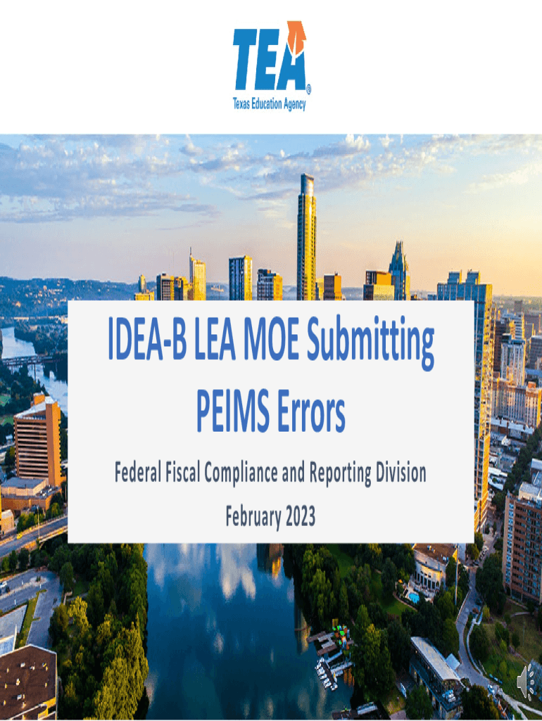 Fillable Online IDEA-B LEA MOE PEIMS Error Process. IDEA-B LEA MOE ...