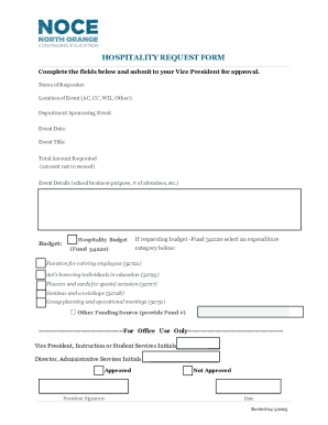 Fillable Online Hospitality Request Form Fax Email Print - pdfFiller