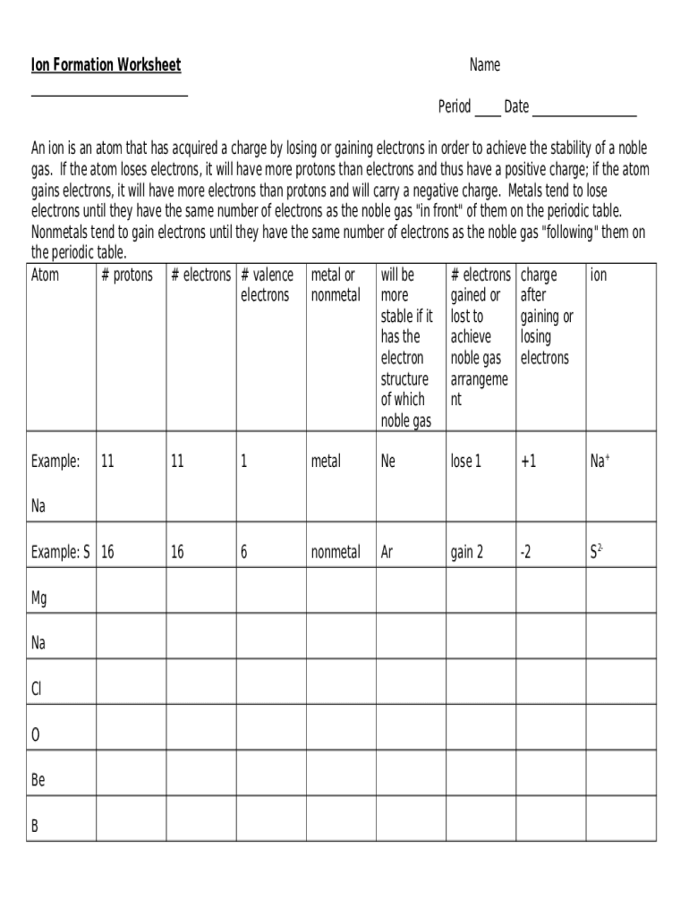 Ions And The Periodic Table Worksheet Answers Doc Template PdfFiller ions-and-the-periodic-table-worksheet-answers-doc-template-pdffiller