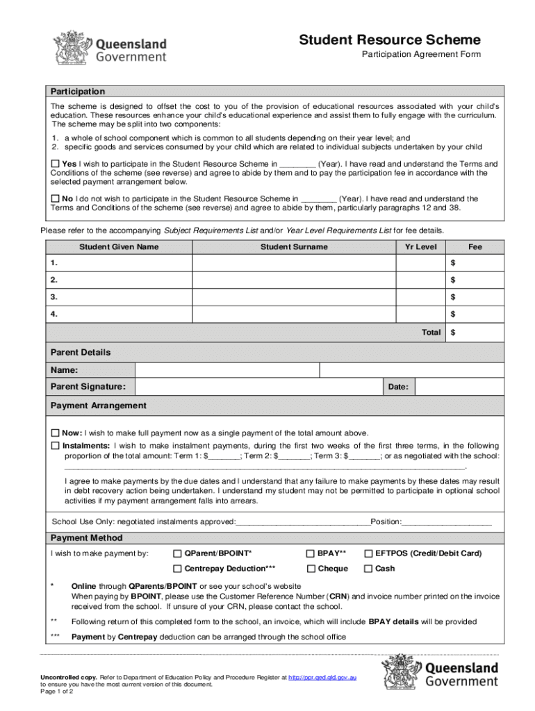 Fillable Online Participation Agreement Form (supporting document to ...