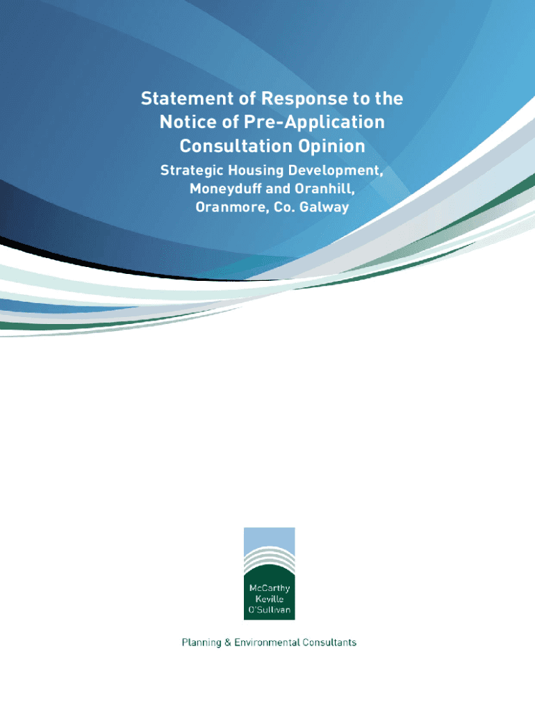 Fillable Online Statement of Response to the Notice of Pre-Application ...