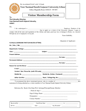 Fillable Online Veer Narmad South Gujarat University Library Fax Email ...