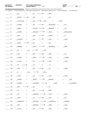 Fillable Online Identifying types of reactions (practice) Fax Email ...