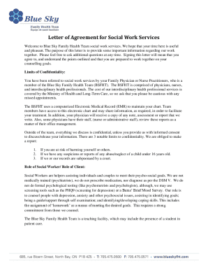 Fillable Online Letter of Agreement for Social Work Services Fax Email ...