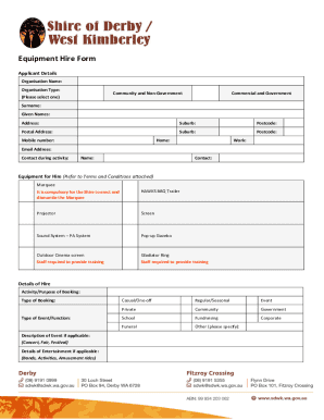 Fillable Online Equipment Hire Form Fax Email Print - pdfFiller