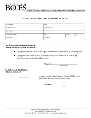 Fillable Online student health history and physical exam Fax Email ...