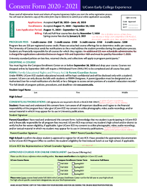 Fillable Online Consent Form 2020 - 2021 UConn Early College Experience Fax Email Print - pdfFiller