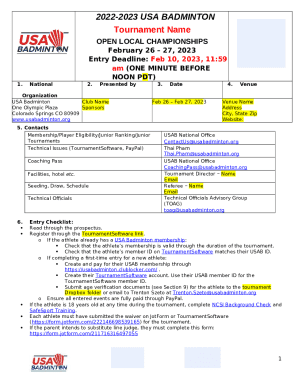 Usab badminton tournament schedule - Db Collective's website Doc Template | pdfFiller