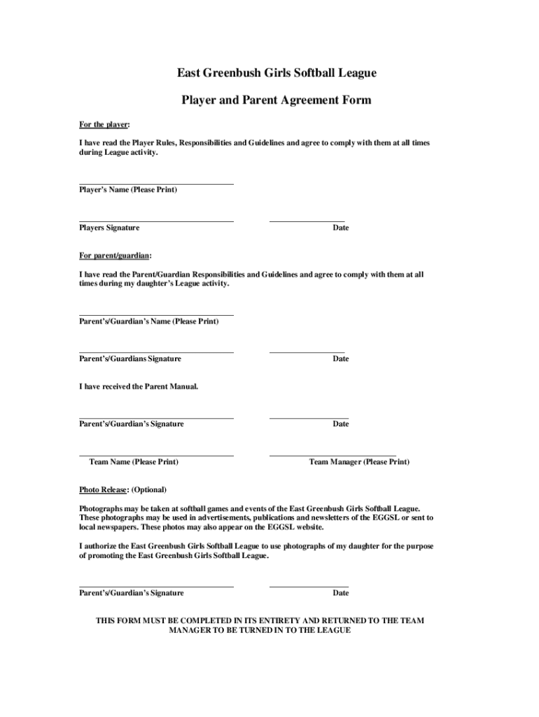 Fillable Online Henderson Girls Softball Association Player/Parent ...
