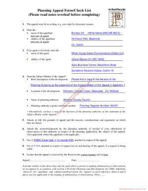 Fillable Online Planning Appeal Form/Check List (Please read notes ...