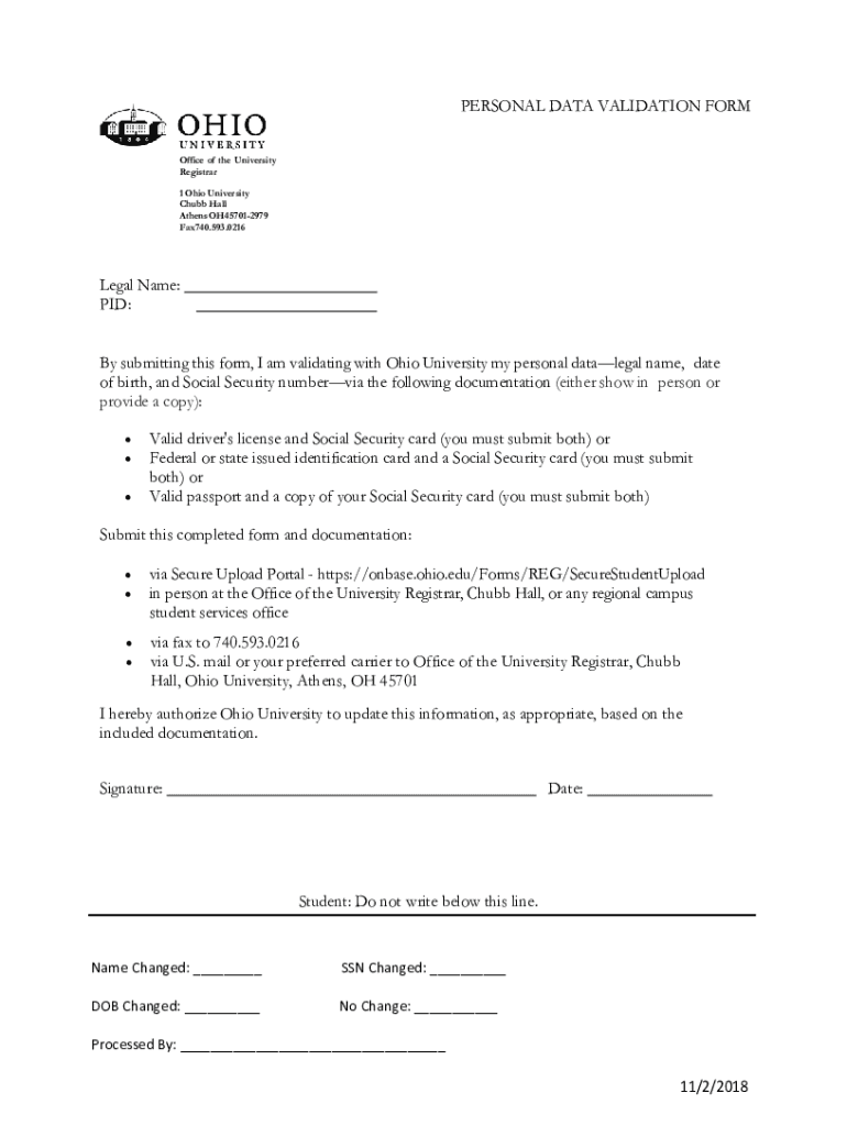 Fillable Online Personal Data Validation Form Fax Email Print - pdfFiller