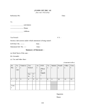 Fillable Online FORM GST DRC -02 See rule 142(1)(b) Reference No Fax ...