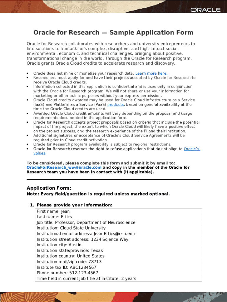 OfR Research Fellows Sample Application Doc Template | pdfFiller