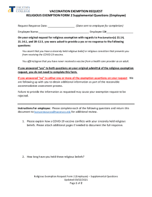 Fillable Online VACCINATION EXEMPTION REQUEST RELIGIOUS ... Fax Email ...