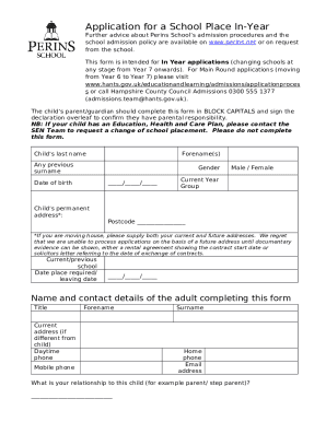In-year application Doc Template | pdfFiller