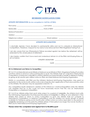 Fillable Online WT Retirement Notification Form Fax Email Print - pdfFiller