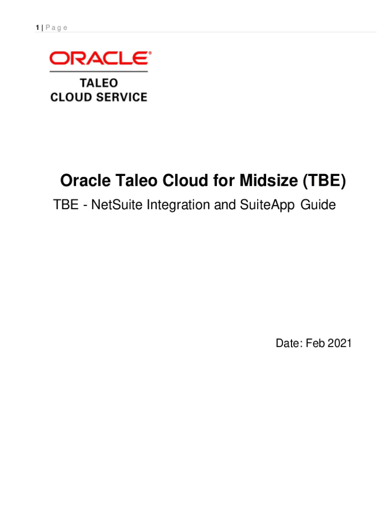 Fillable Online Oracle Taleo Cloud for Midsize (TBE) Release 17B1 New ... Fax Email Print ...