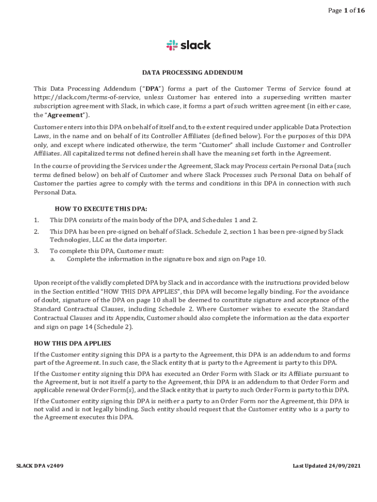 Fillable Online Page 1 of 16 DATA PROCESSING ADDENDUM This ... Fax ...