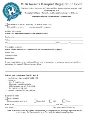 Fillable Online MHA Awards Banquet Registration Form Fax Email Print ...