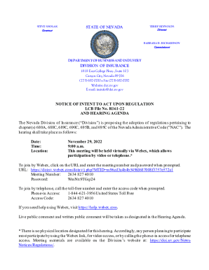 Fillable Online doi nv STATE OF NEVADA DIVISION OF INSURANCE ... Fax Email Print - pdfFiller