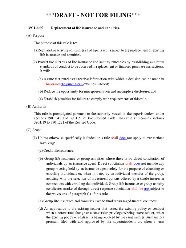 Fillable Online insurance ohio Life Insurance and Annuities Replacement ...