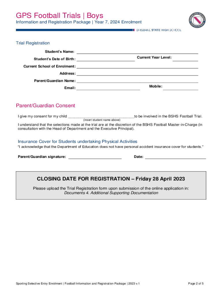 Fillable Online GPS Track and Field... - Brisbane State High School Fax Email Print - pdfFiller