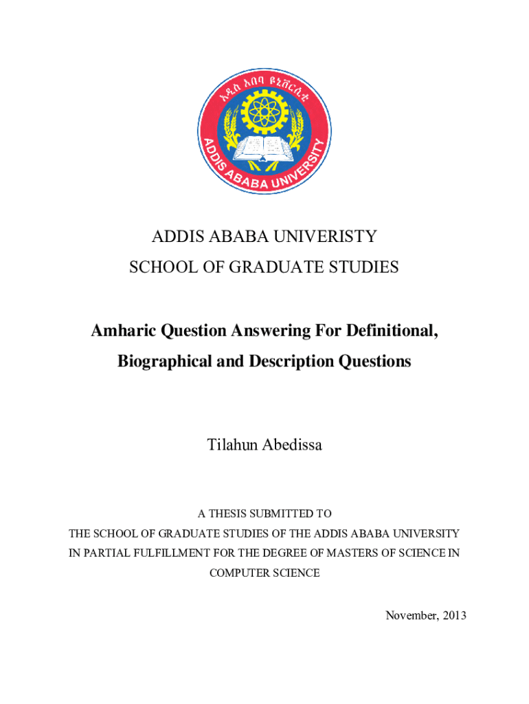 Fillable Online addis ababa university school of graduate studies institute ... Fax Email Print ...